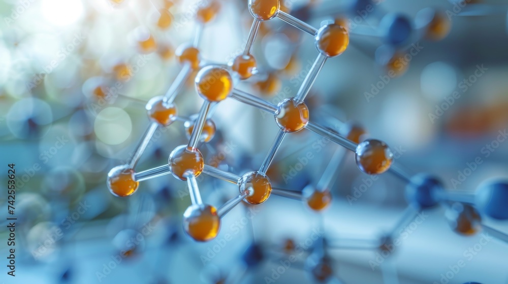 3d Model Representation Of A Complex Molecular Structure With