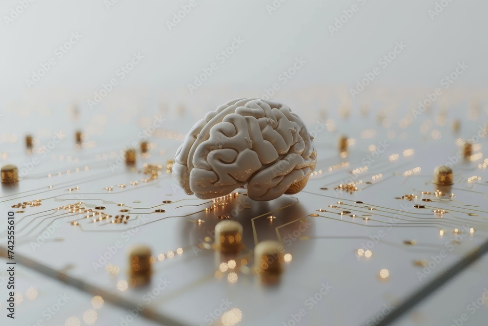 AI Brain Chip electronic. Artificial Intelligence nanopores mind cuneus ...