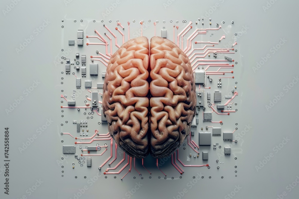 AI Brain Chip oxide. Artificial Intelligence imaging mind server ...