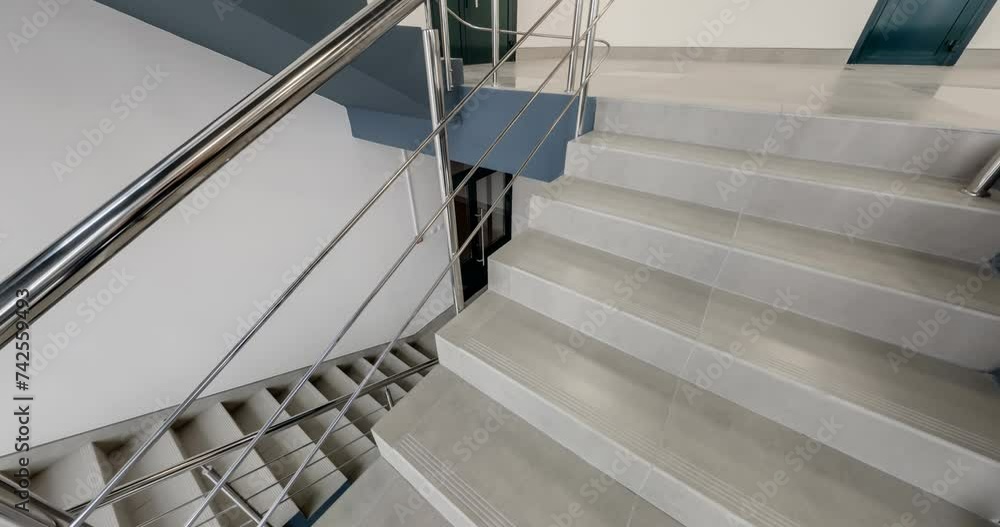 loop rotation of emergency and evacuation exit stairs in up ladder in ...