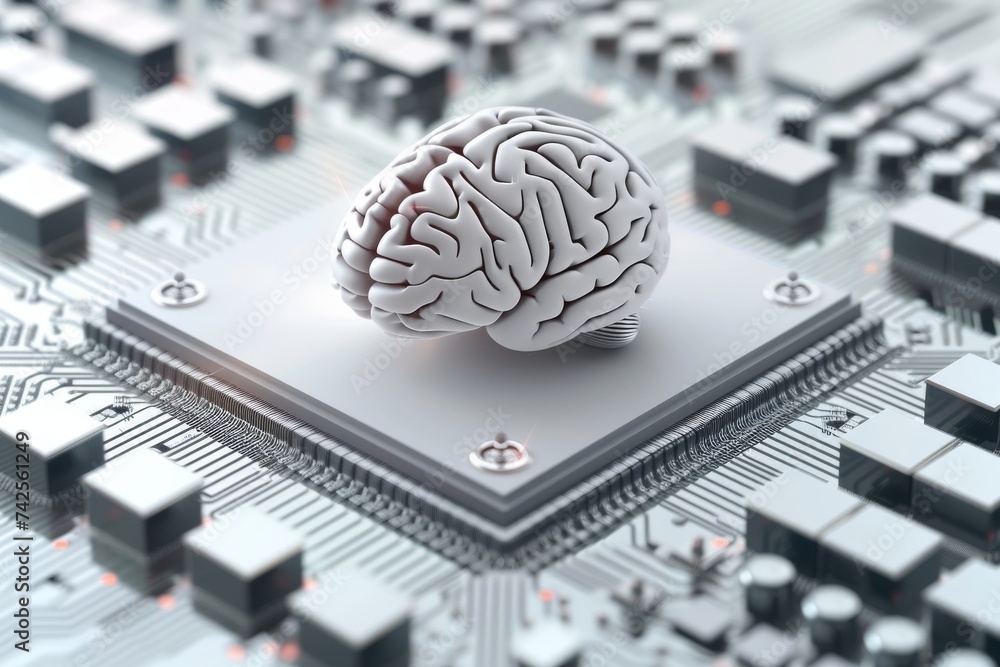AI Brain Chip scale. Artificial Intelligence ides human fel mind ...