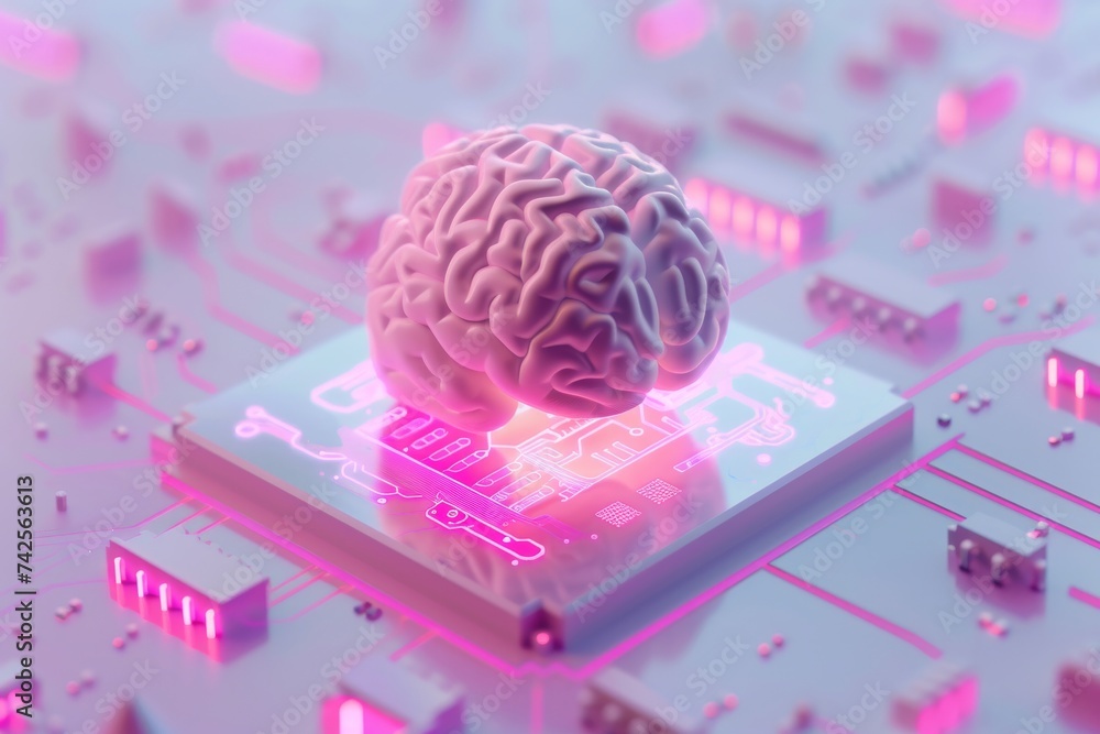 AI Brain Chip occipital. Artificial Intelligence informatics mind ...