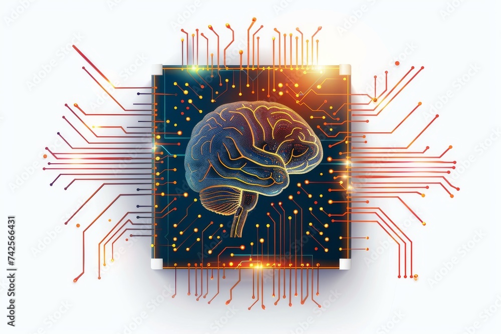 AI Brain Chip brain. Artificial Intelligence tool human ai recommendation system mind circuit ...