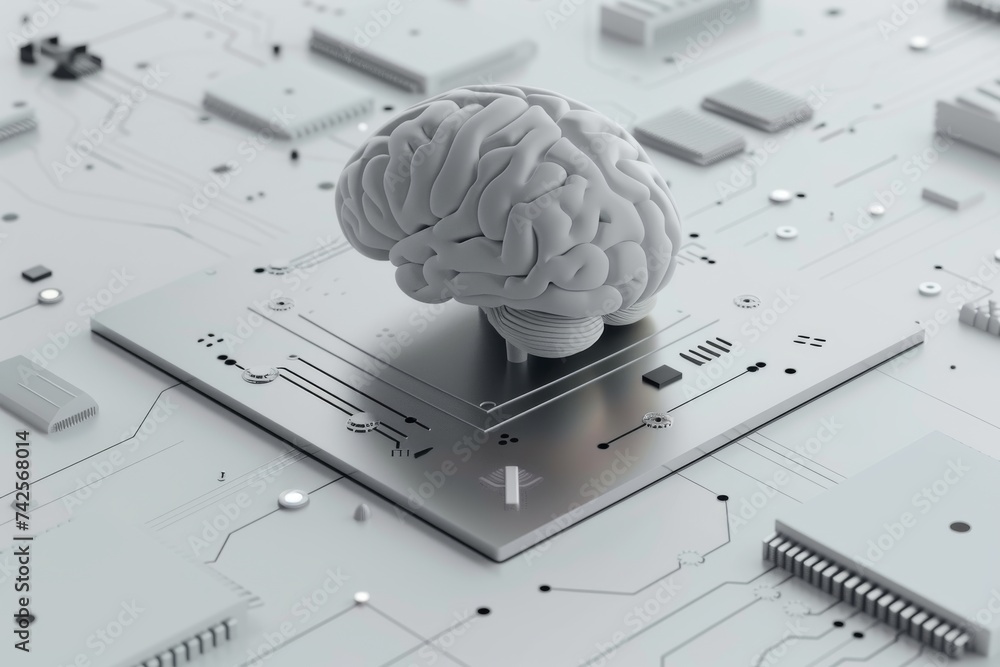AI Brain Chip processing. Artificial Intelligence cognitive human ...
