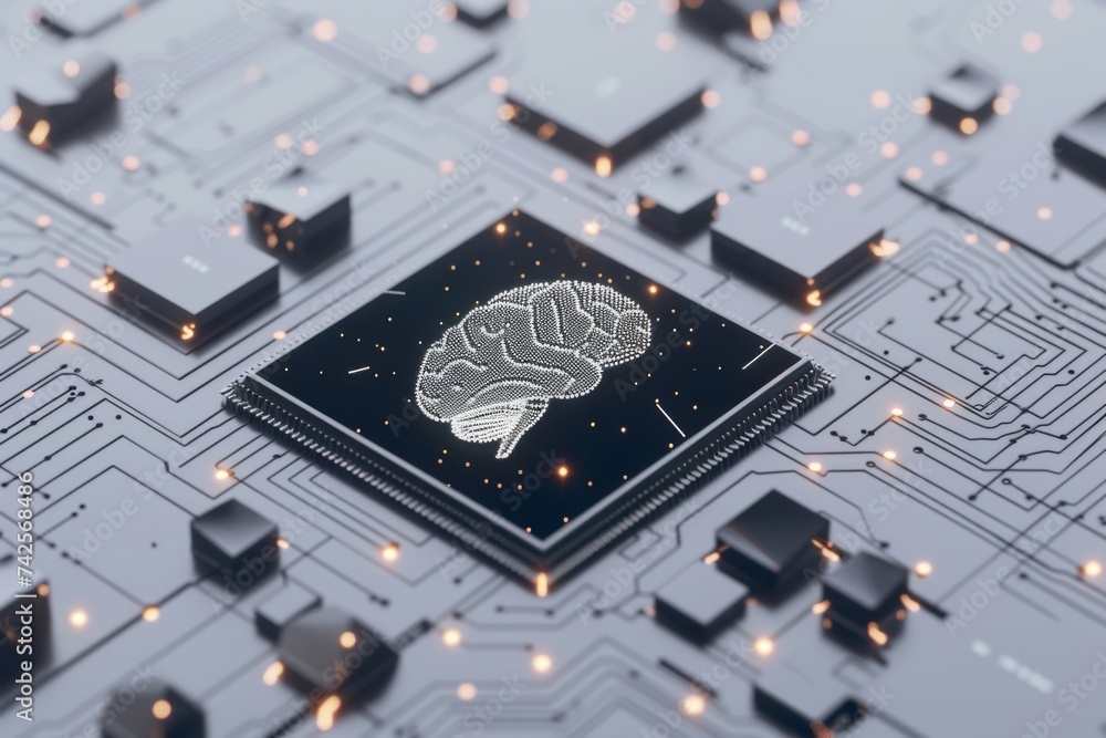 AI Brain Chip computer. Artificial Intelligence degradation human ...