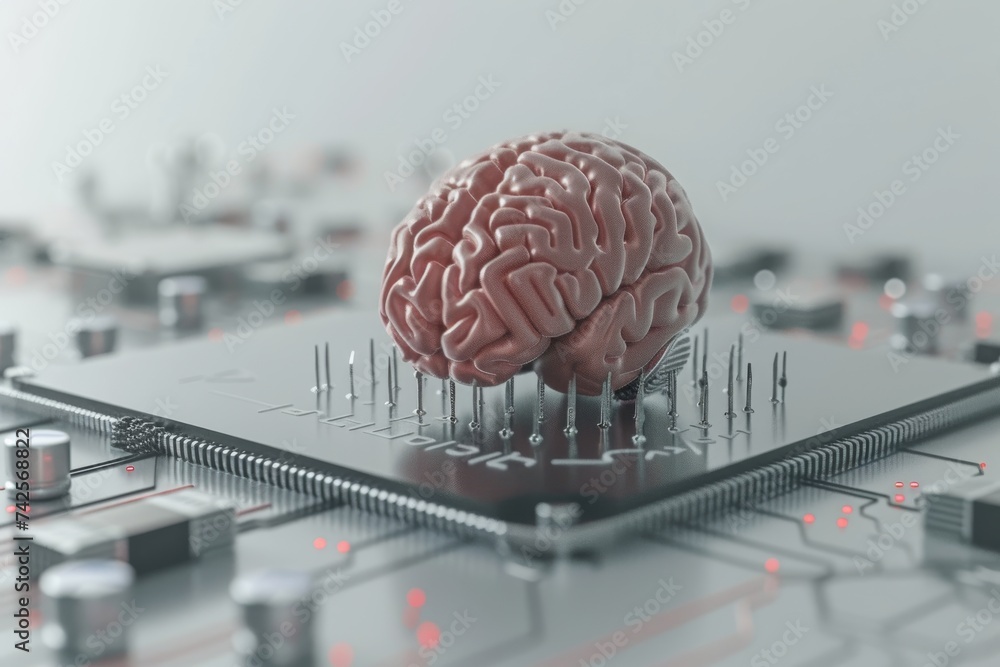 AI Brain Chip transporter. Artificial Intelligence gated mind server encryption axon ...