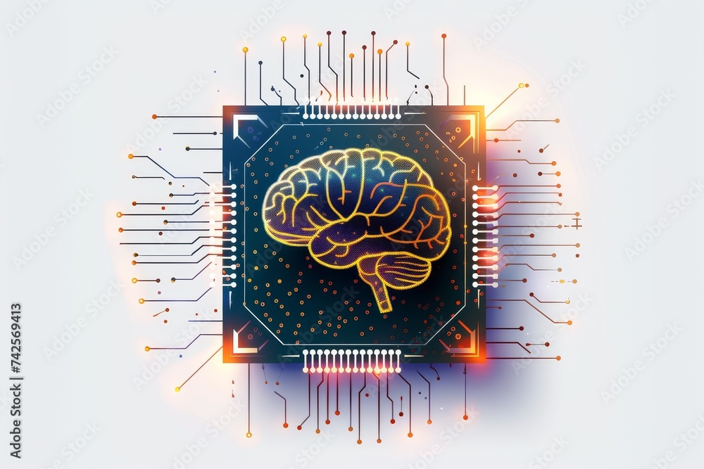 AI Brain Chip neurotransmitter. Artificial Intelligence neural mind ...
