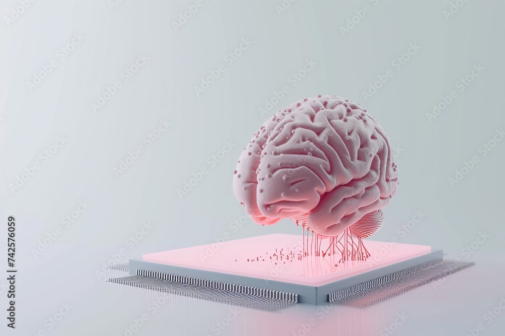 AI Brain Chip security. Artificial Intelligence management human mental ...