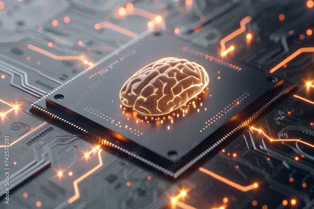 AI Brain Chip naturalist. Artificial Intelligence cerebellum human ...