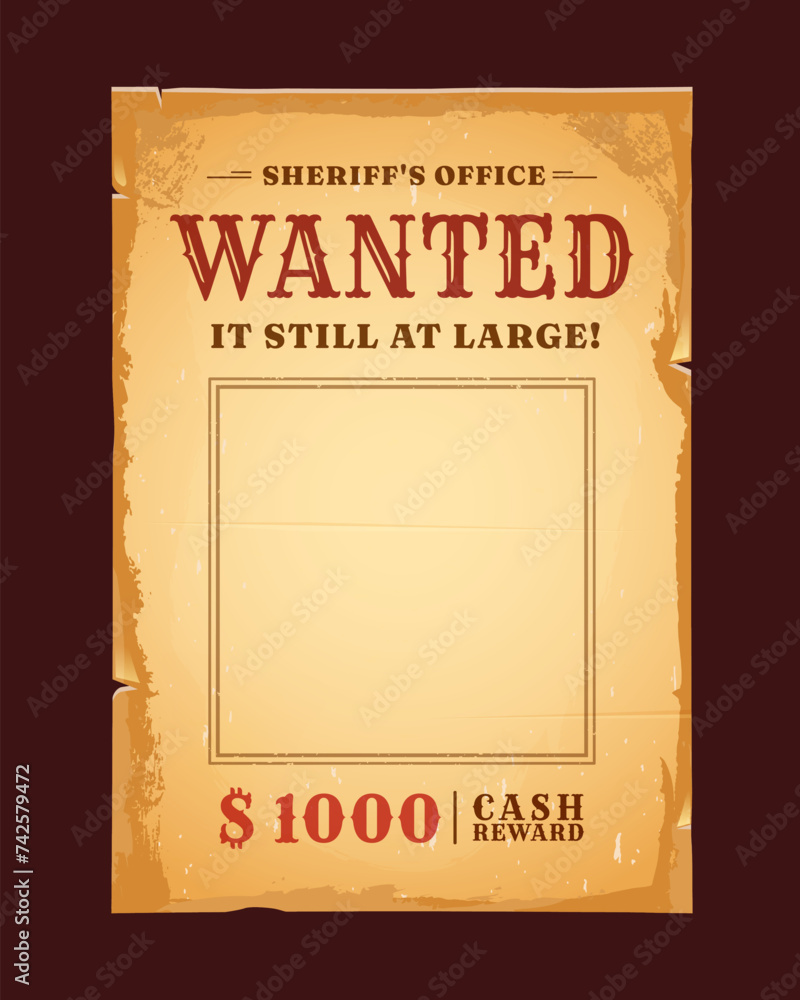 Western wanted banner with reward for dead or alive vintage poster ...