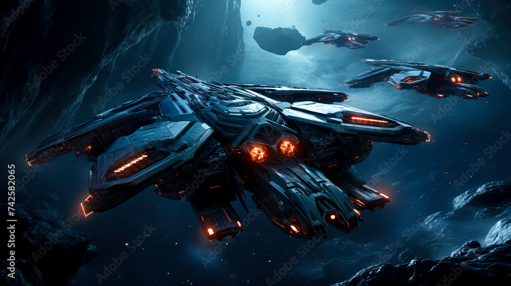 Advanced Interstellar Warship Gliding through Cosmic Clouds created ...