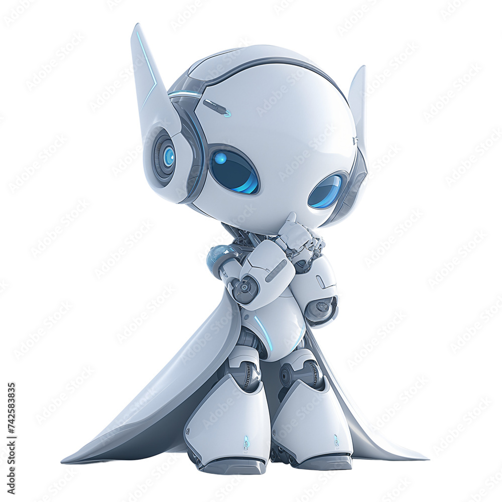 Happy cute robot on transparent background, friendly and cheerful robot ...