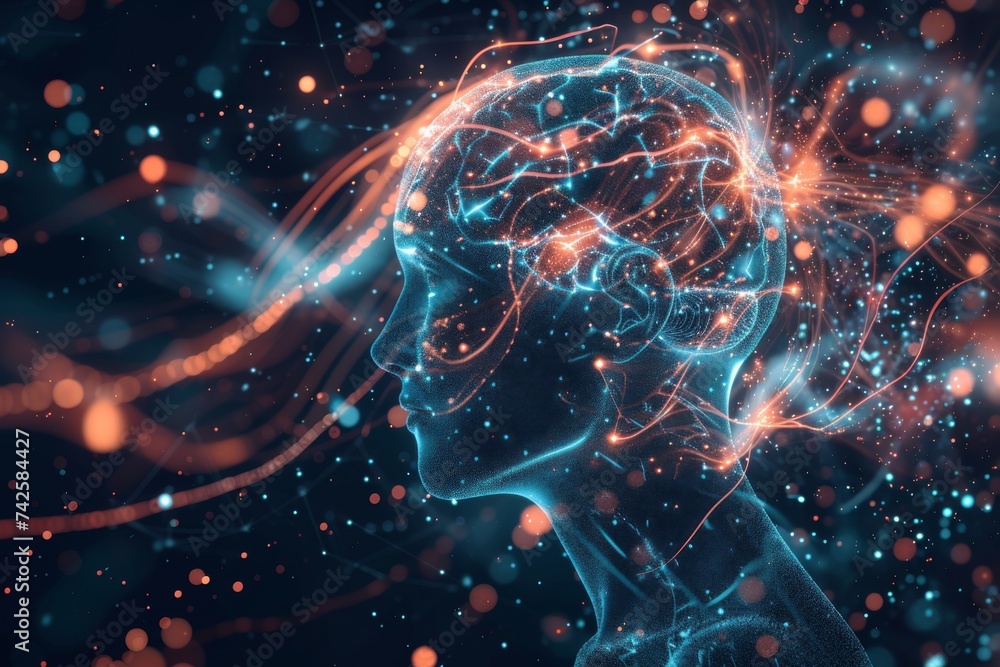 AI Brain Chip neurodegenerative. Artificial Intelligence mental human cdn mind circuit board ...