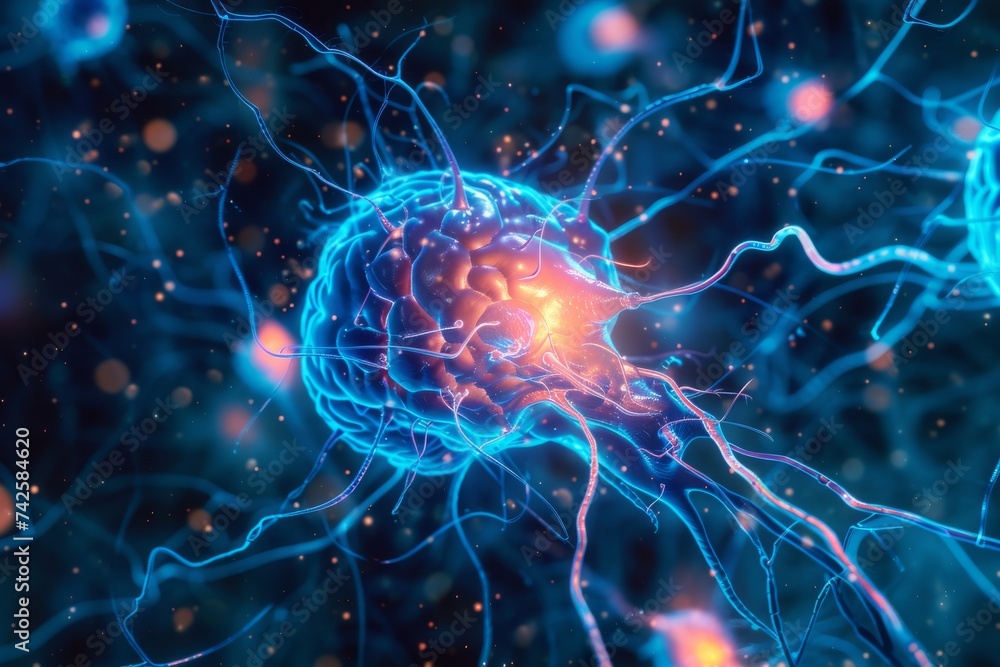 AI Brain Chip memory. Artificial Intelligence cavity human insular ...