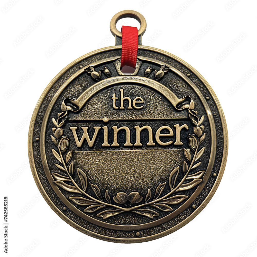 the winner written on A gold medal, PNG image, no background Stock ...