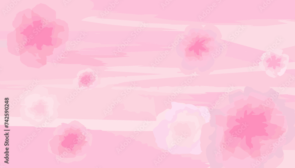 tender pink color cherry sakura flower watercolor drawn banner ...