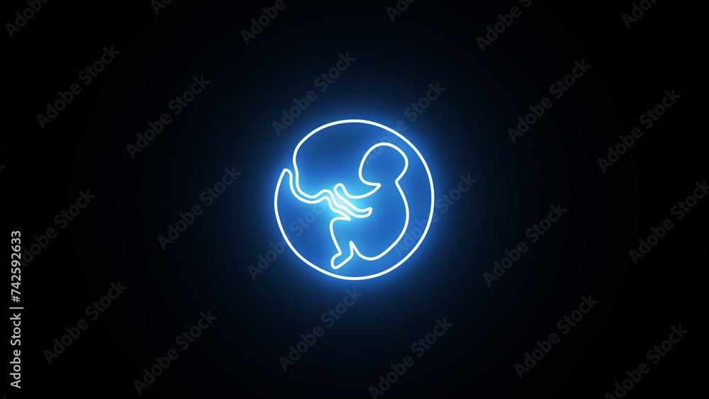 blue glowing child from the future and a placenta in the uterus ...