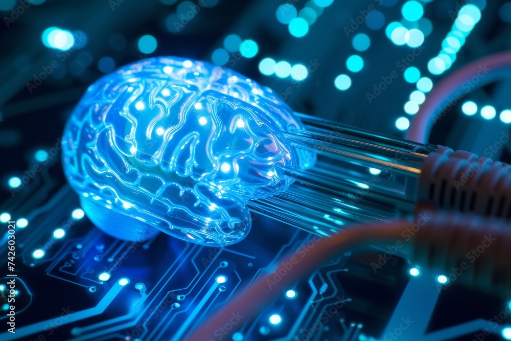 AI Brain Chip server. Artificial Intelligence ram human mr mind circuit ...