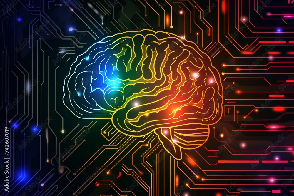 AI Brain Chip semiconductor. Artificial Intelligence surface human data ...