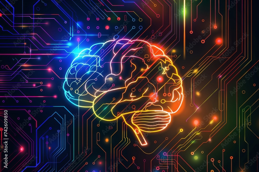 AI Brain Chip visuospatial. Artificial Intelligence display mind ...