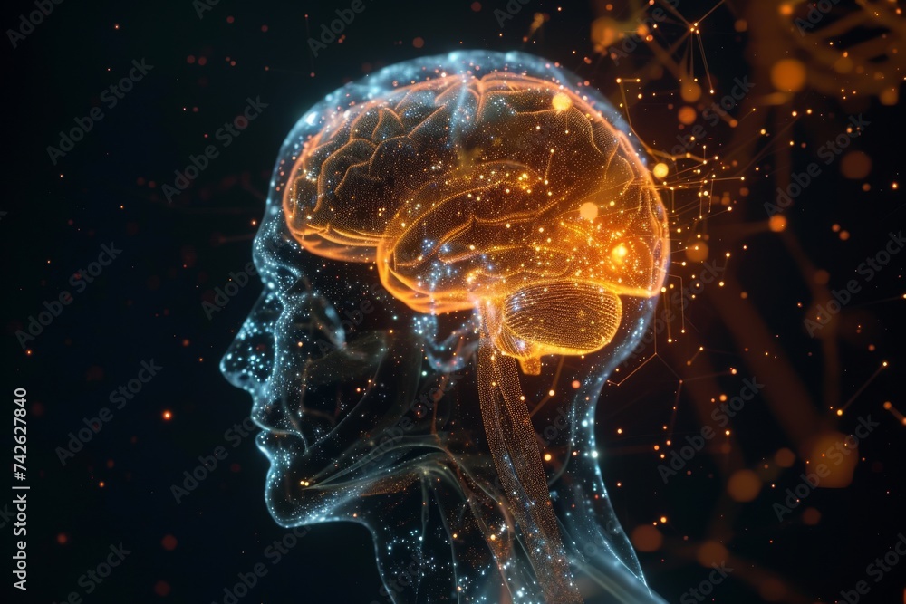 AI Brain Chip interface. Artificial Intelligence computing mind voltage ...