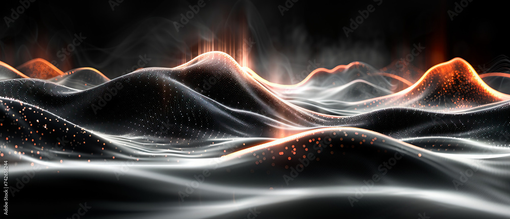 Dark Wave of Light Abstract motion with swirling smoke, fiery energy ...