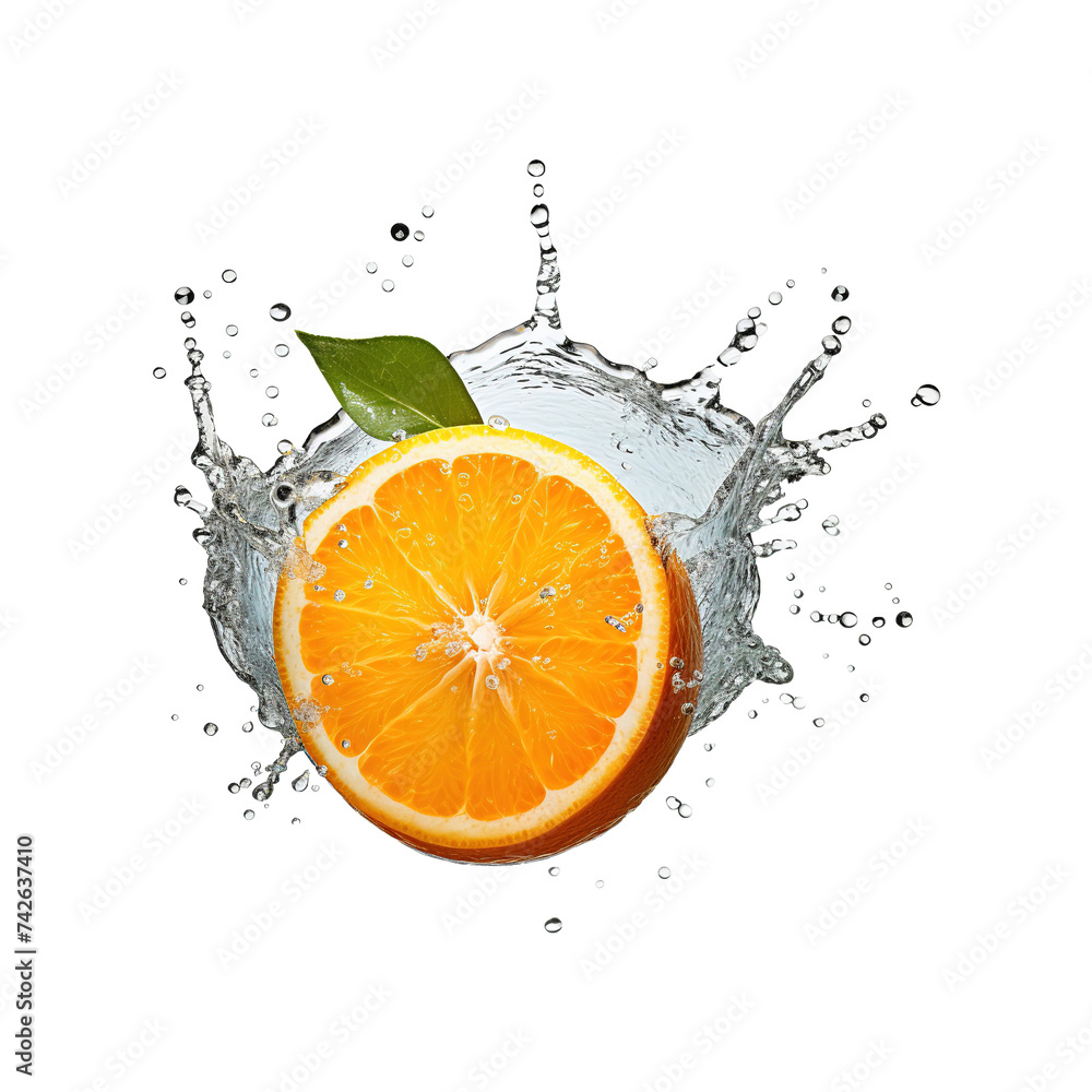 orange water splash isolated on Transparent Background PNG Generative ...