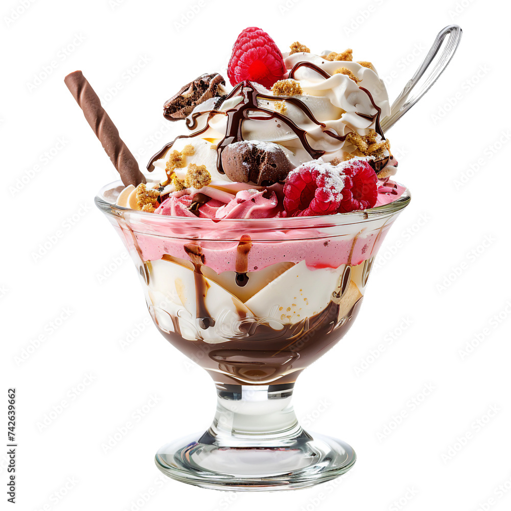 Ice Cream Sundae, transparent background, isolated image, generative AI ...