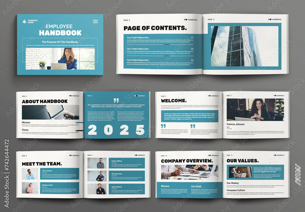 Employee Handbook Layout Template Landscape Stock Template | Adobe Stock