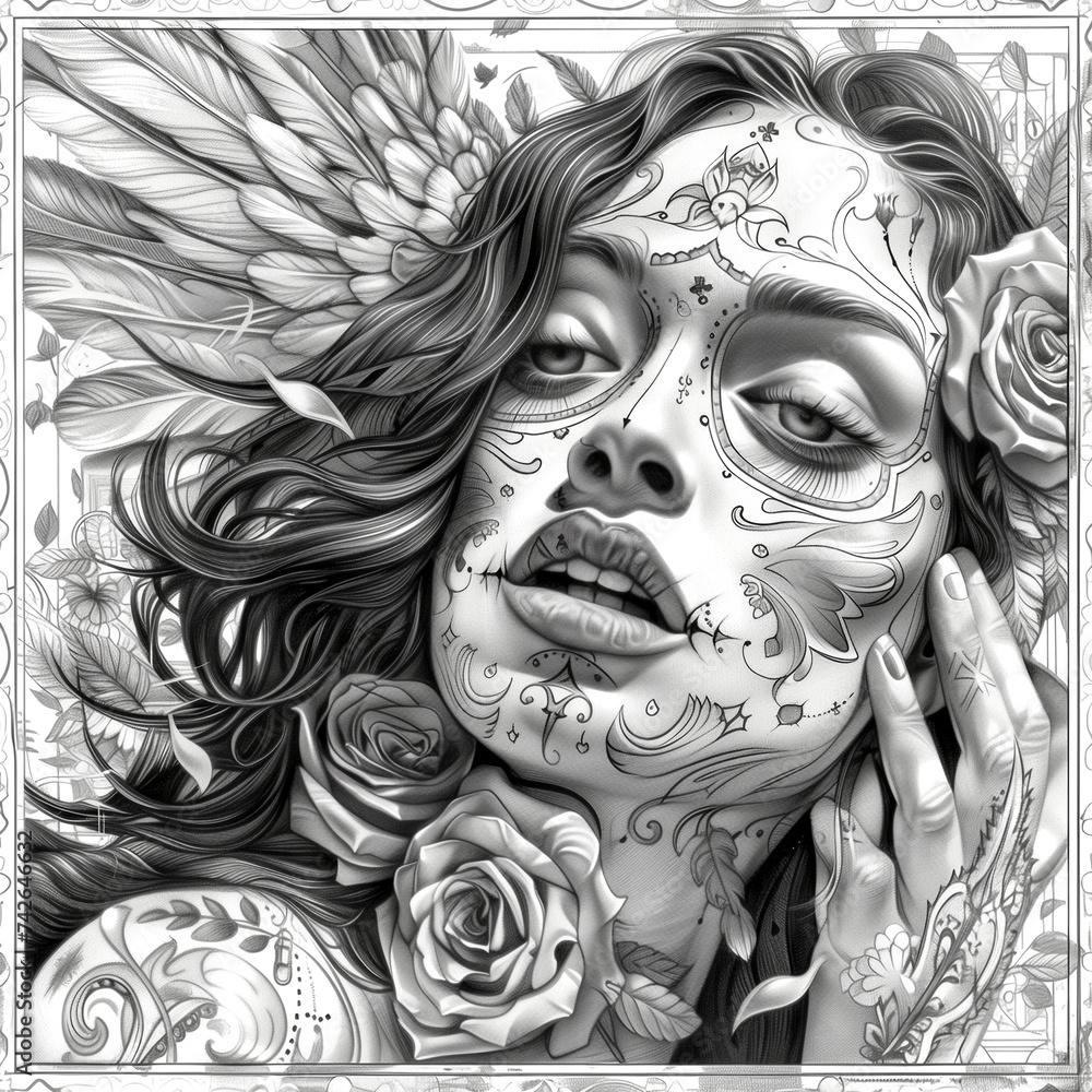 Vintage chicano tattoo style template. Tattoo style portrait of chicano ...