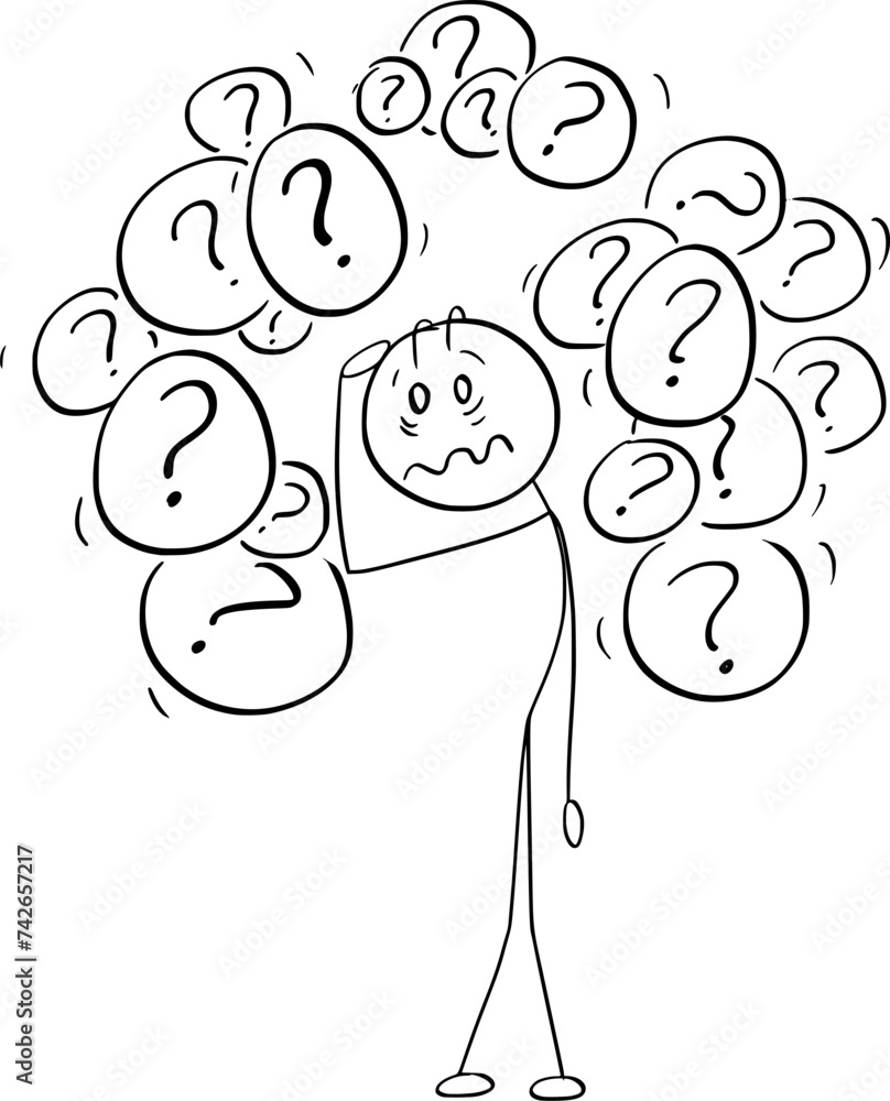 Worried and Frustrated Person Thinking About Problem or Question ...