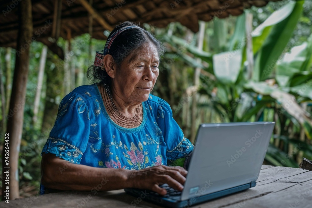 Elderly Indigenous Woman Engaging with Technology in a Rural Setting: A ...