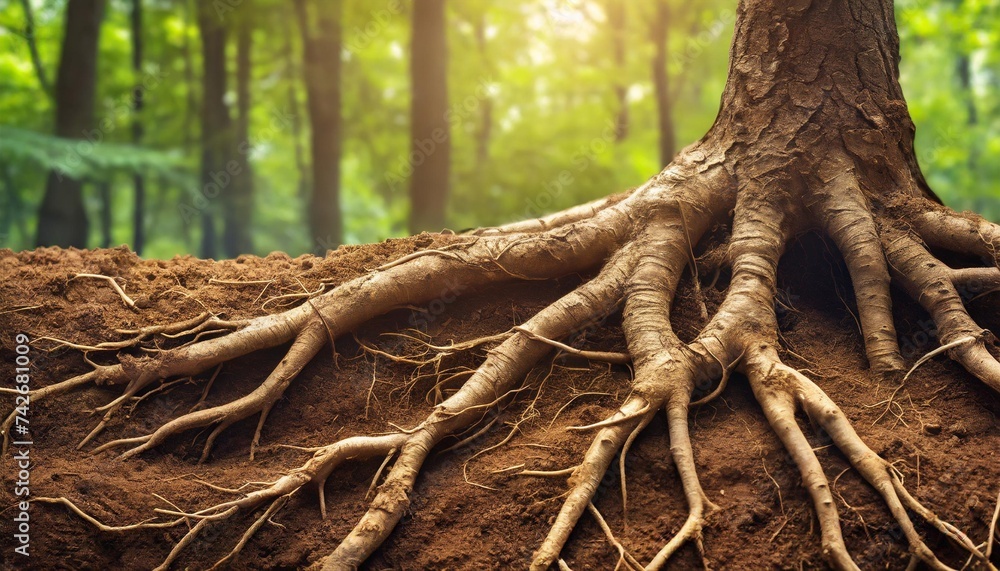 tree roots in soil close up underground texture illustration Stock ...