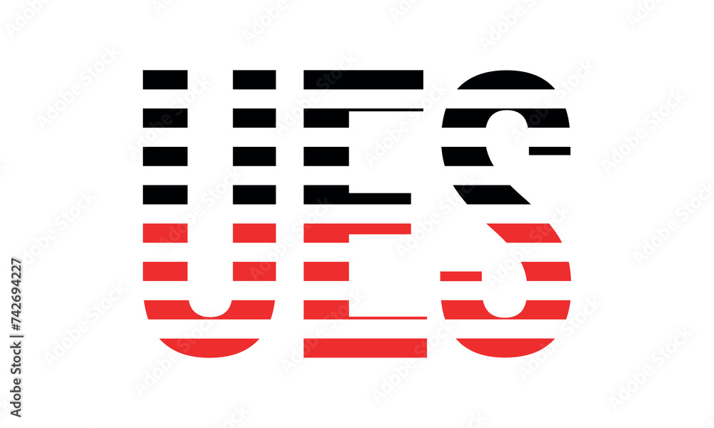 UES three initial letter iconic line negative space minimal logo design ...