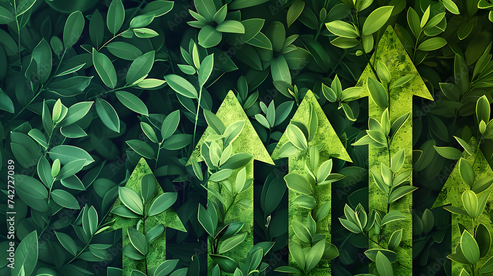 Illustration of upward-pointing arrows made of lush green grass ...