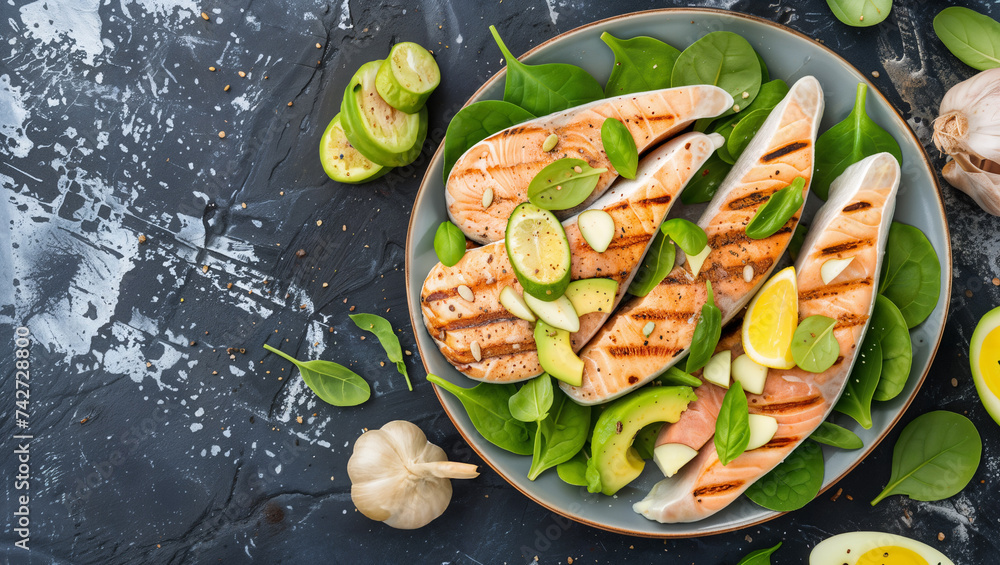 Focus on a plate of well-prepared, nutritious food, highlighting the ...