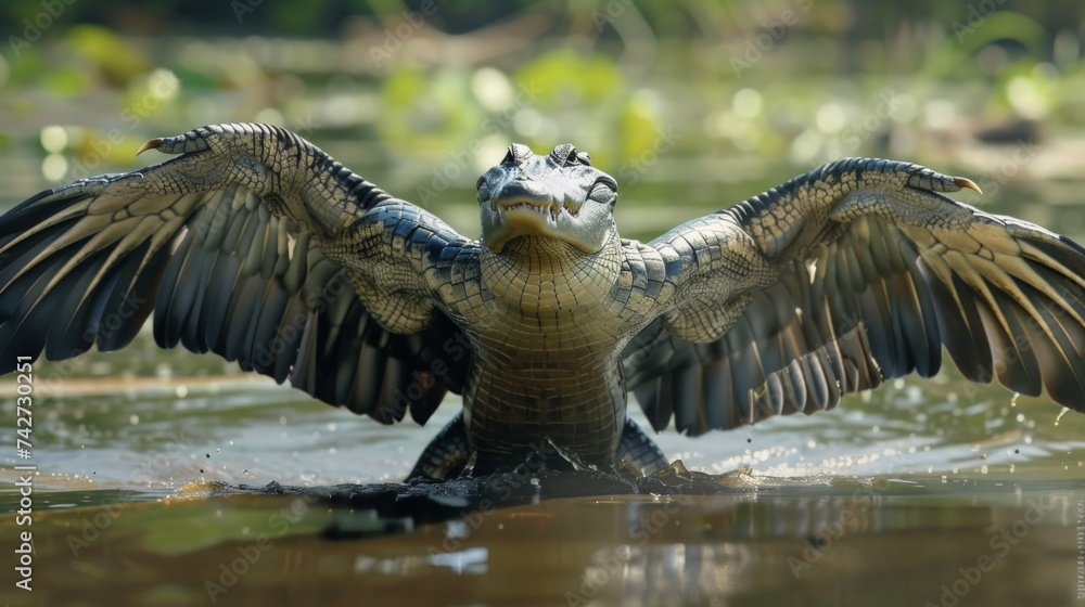 fantastic flying mutant, winged crocodile, genetic experiment with ...