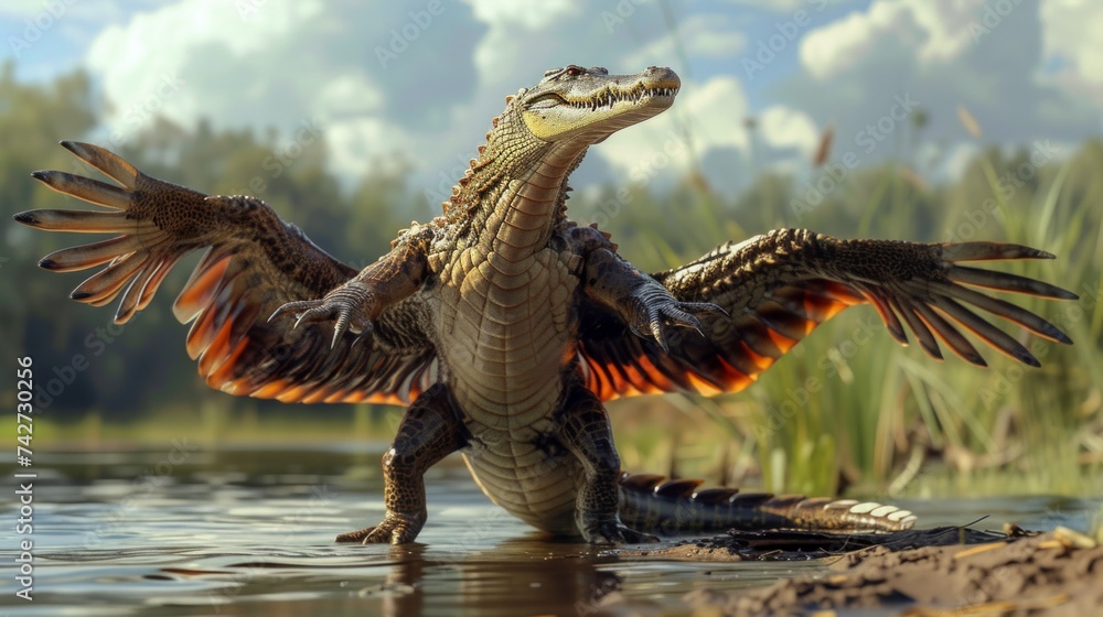 fantastic flying mutant, winged crocodile, genetic experiment with ...