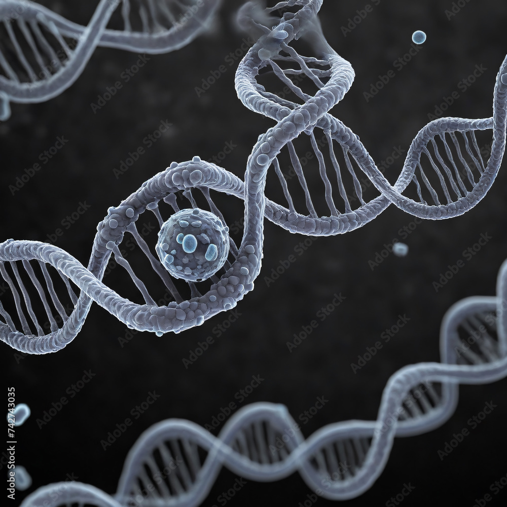 DNA helix on black background under scanning electron microscope Stock ...