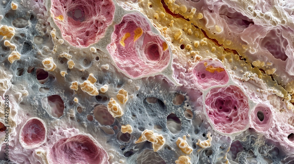 Detailed microscopic image of a bone marrow aspiration sample ...
