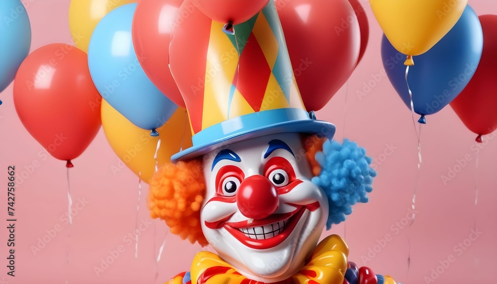 April fool's day. Crazy funny illustrations of a laughing clown in a ...