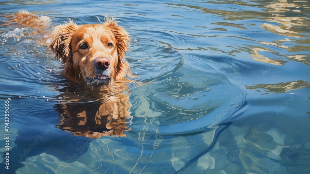 lake dog swimming Stock Photo | Adobe Stock