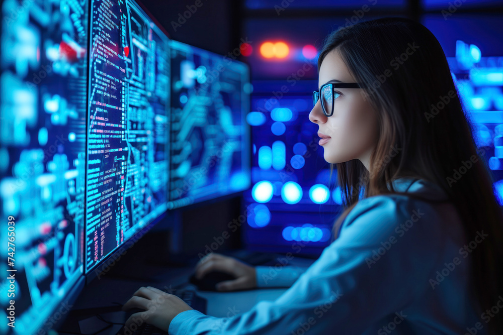 Programmer Is Responsible For Writing Data Code At Data Center That Develops Software For