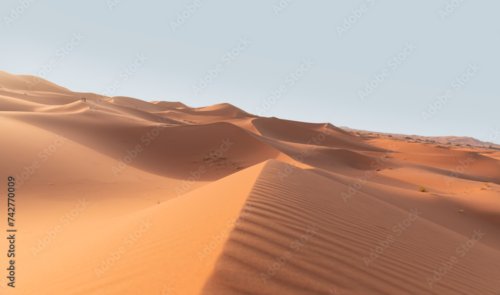Sand dunes in the Sahara Desert - Orange dunes in the desert of Morocco ...