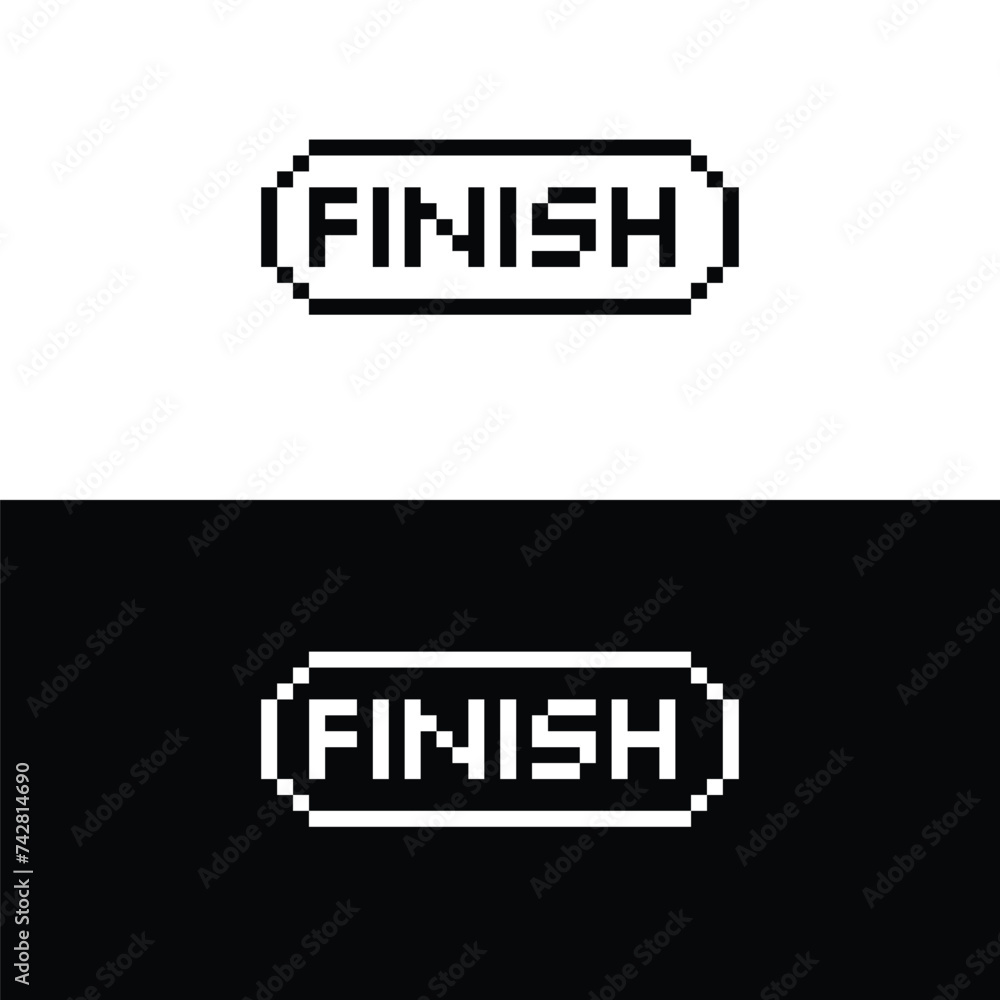 finish button 8 bit text finish Pixel art 8-bit for game Stock Vector ...