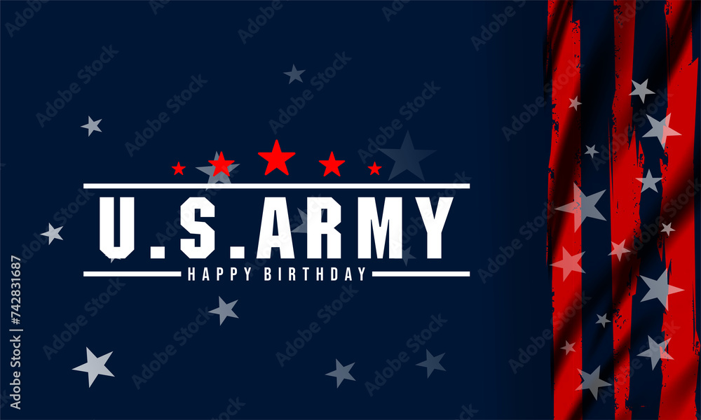 U.S. Army Birthday June 14. design with american flag and patriotic ...