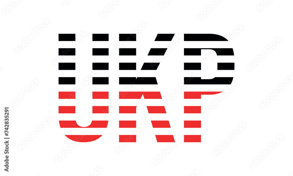 UKP three initial letter iconic line negative space minimal logo design ...