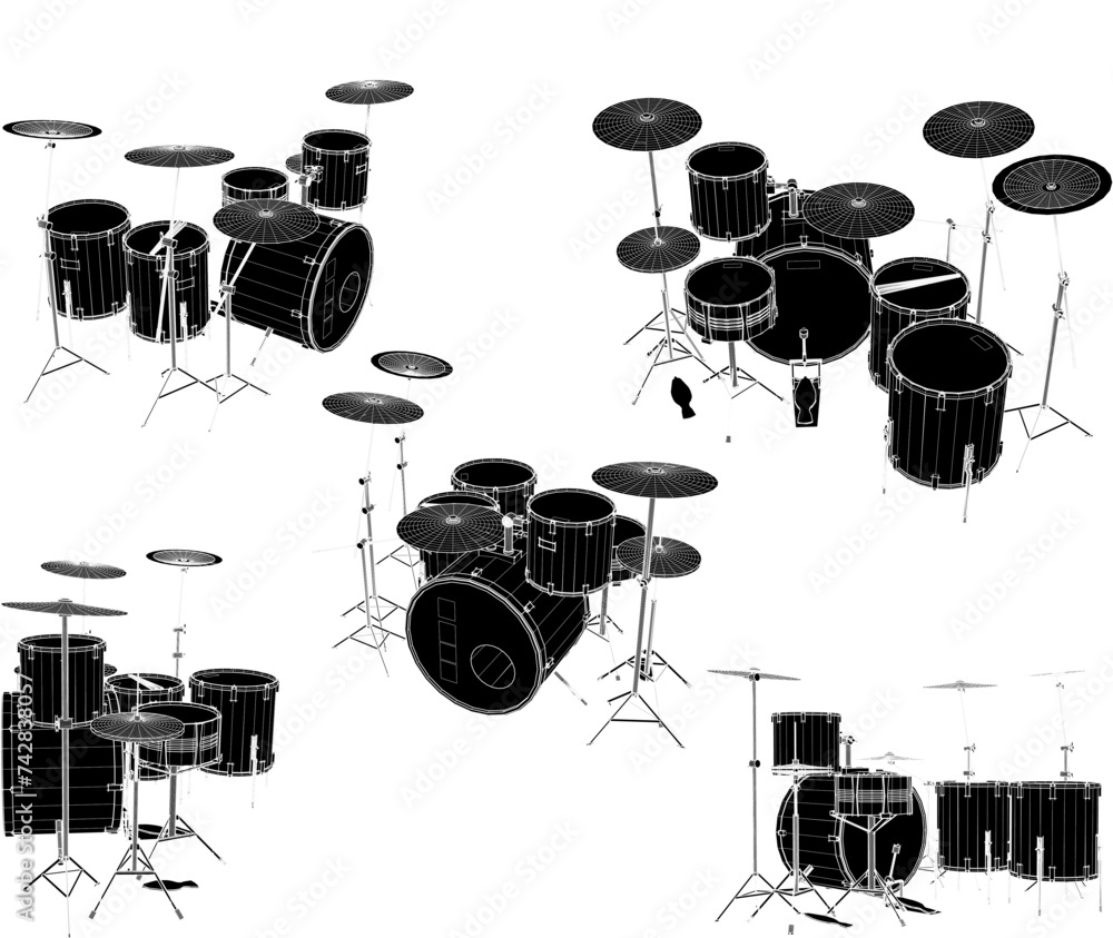 Vector sketch illustration design of drum grub band musical instrumen ...
