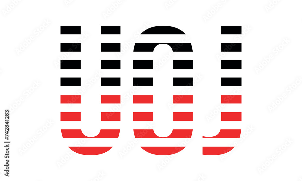 UOJ three initial letter iconic line negative space minimal logo design ...