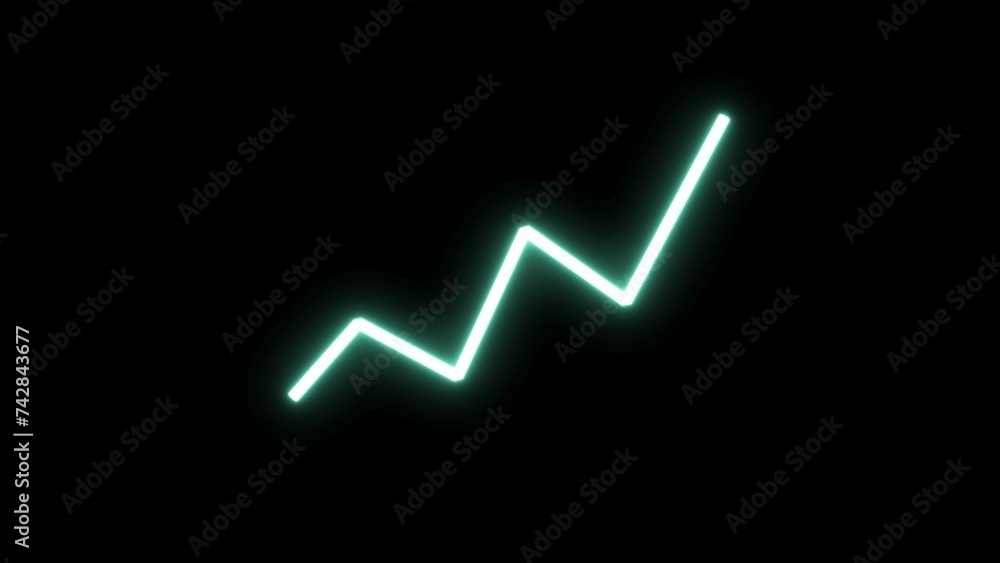 Abstract neon line business graph with cyan color arrow show arrow ...